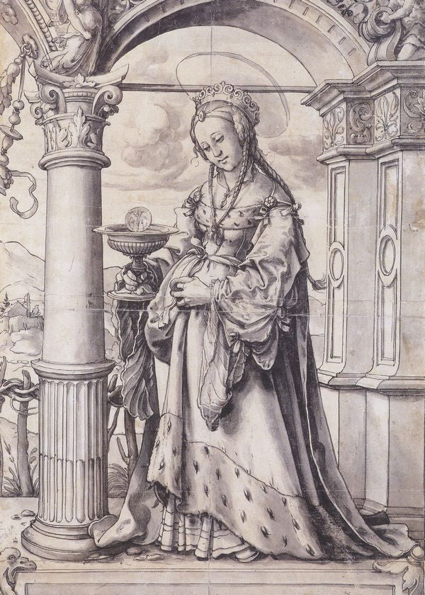 Hans Holbein The Younger St Barbara Design For A Stained Glass Window
