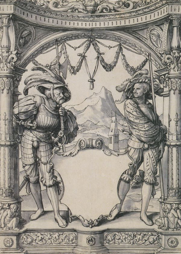 Hans Holbein The Younger Two Swiss Mercenaries Design For A Stained Glass Window Workshop Of Hans Holbein The Younger