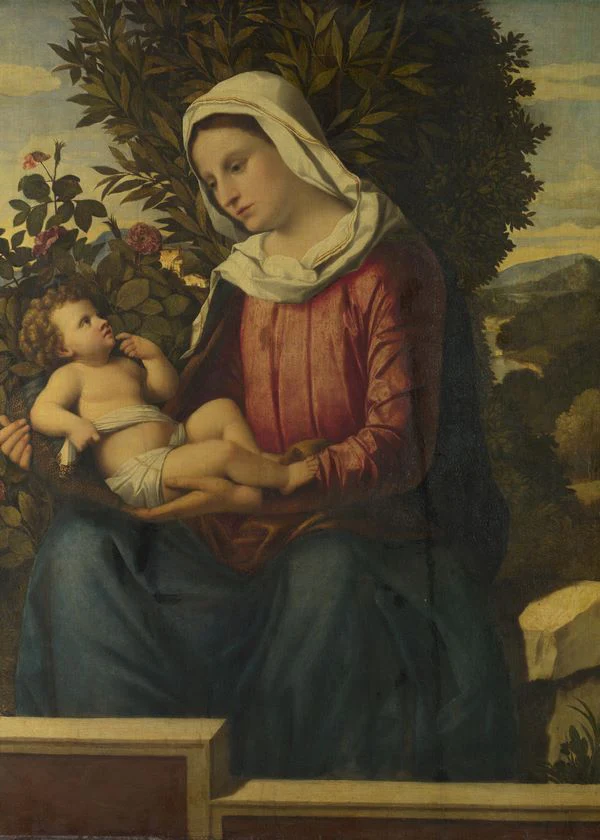 Italian North The Virgin and Child with Roses and Laurels
