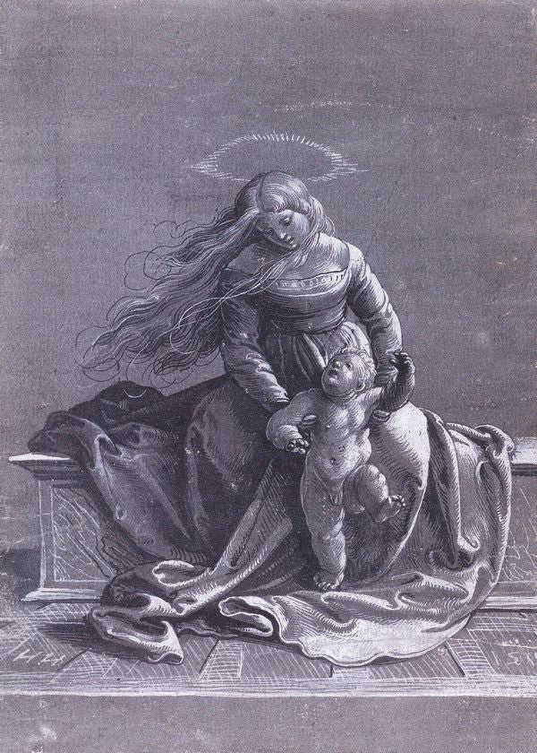 Hans Holbein The Younger Seated Virgin And Child Chiaroscuro Drawing