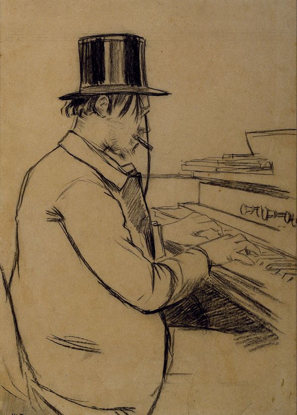 Rusinol Prats Santiago Portrait of Erik Satie playing the harmonium