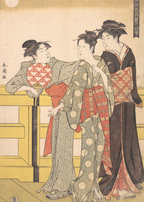 Katsukawa Shuncho Three Women On The Bridge