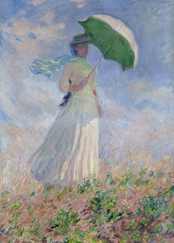 Claude Monet Woman With A Parasol Facing Right (Also Known As Study Of A Figure Outdoors (Facing Right)) 1886