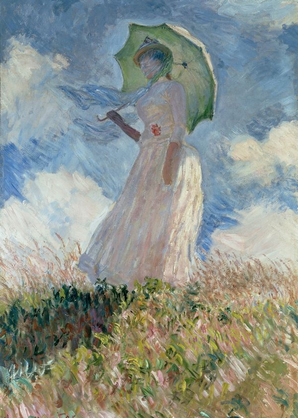 Claude Monet Woman With A Parasol (Also Known As Study Of A Figure Outdoors (Facing Left)) 1886