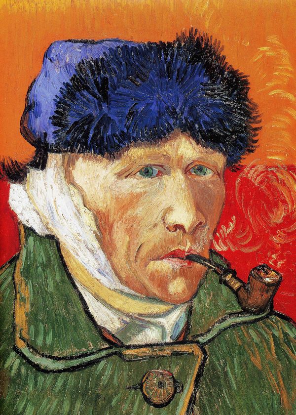 1889 Vincent Van Gogh Self Portrait With Bandaged Ear An Pipe Detail