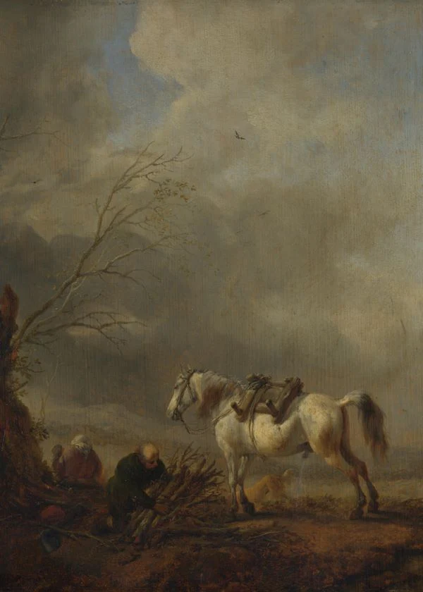 Philips Wouwermans A White Horse and an Old Man binding Faggots