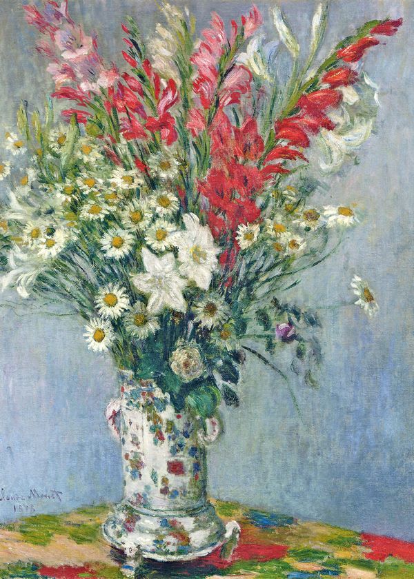 Claude Monet Bouquet Of Gadiolas Lilies And Dasies 1878