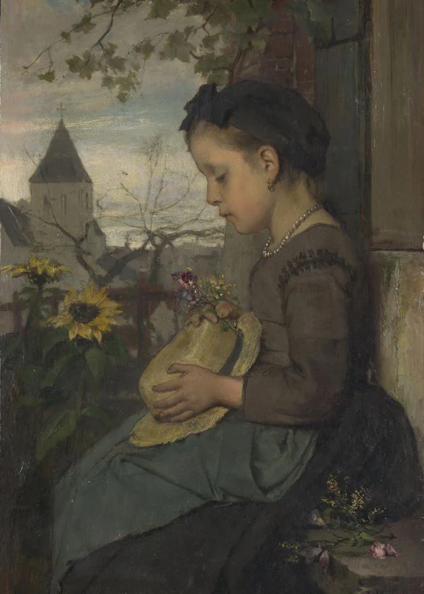 Jacob Maris A Girl seated outside a House