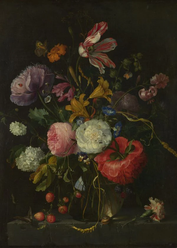 Jacob van Walscappelle Flowers in a Glass Vase