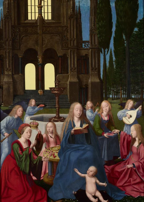 Netherlandish The Virgin and Child with Saints and Angels in a Garden