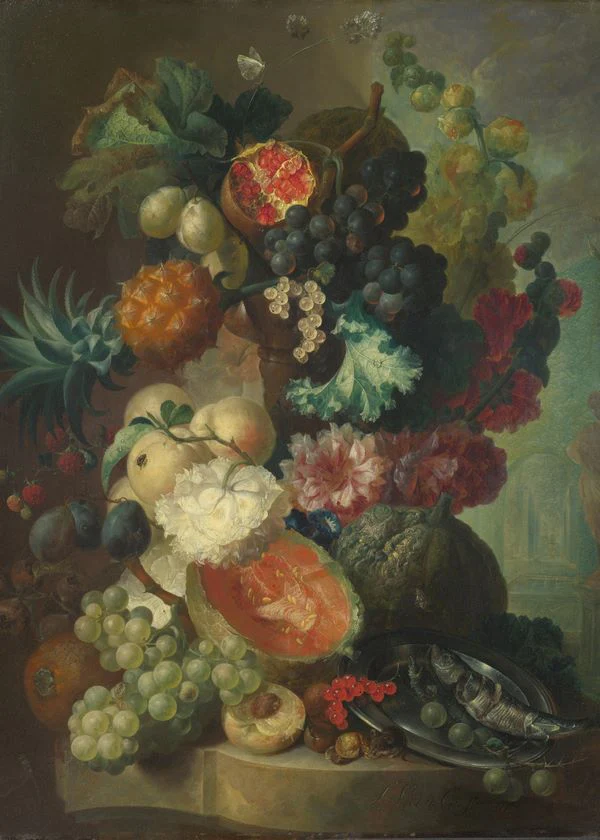 Jan van Os Fruit Flowers and a Fish