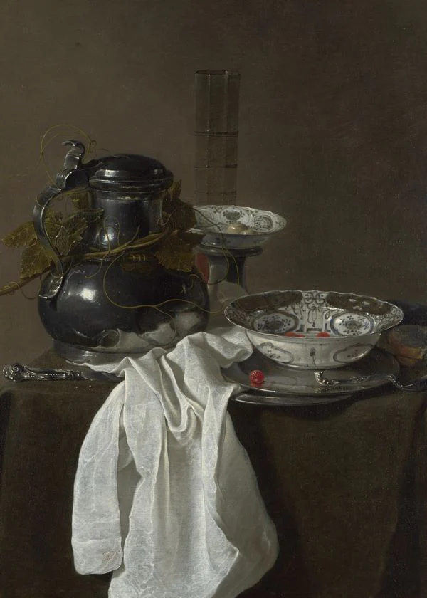 Treck Jan Jansz Still Life with a Pewter Flagon and Two Ming Bowls