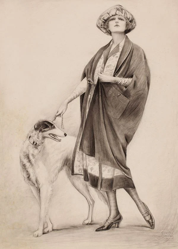 Sheldon Charles Gates Lady Posing with her Dog