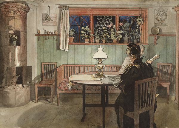 Carl Larsson, When the Children have Gone to Bed painting