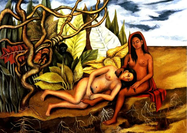 Frida Kahlo, Two naked in the Forest or My Nurse and me or the Earth even painting