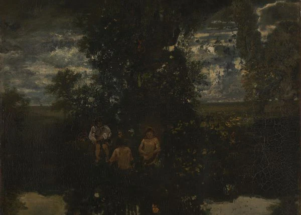 Theodore Rousseau, Moonlight, The Bathers