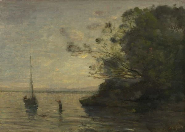 Jean Baptiste Camille Corot, Evening on the Lake