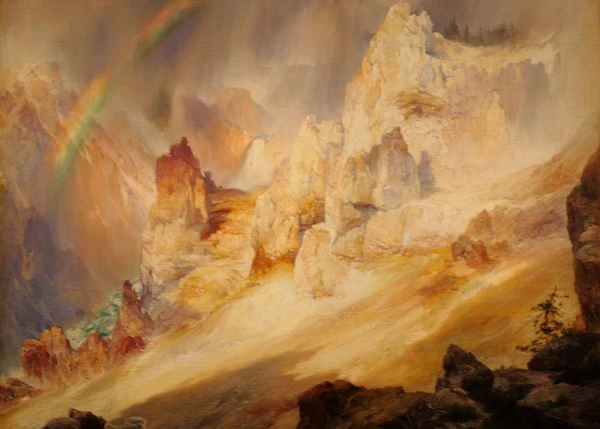 Thomas Moran, Rainbow over the Grand Canyon of the Yellowstone painting