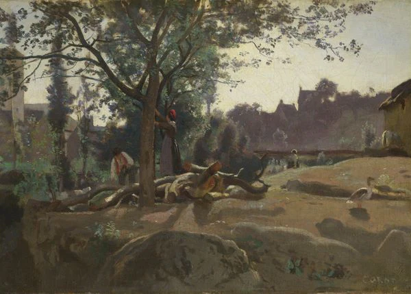 Jean Baptiste Camille Corot, Peasants under the Trees at Dawn