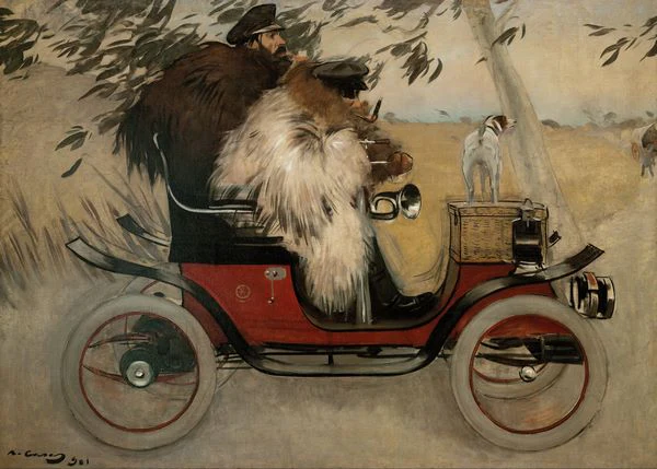 Casas i Carbo, Ramon, Ramon Casas and Pere Romeu in the car