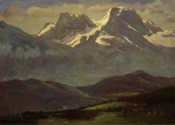 Albert Bierstadt, Summer Snow on the Peaks or Snow Capped Mountains