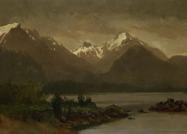 Albert Bierstadt, Untitled (mountains and ake)