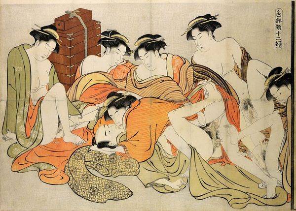 Katsukawa Shuncho, Men And Six Women, Perhaps A Parody Of The Seven Gods Of Good Luck