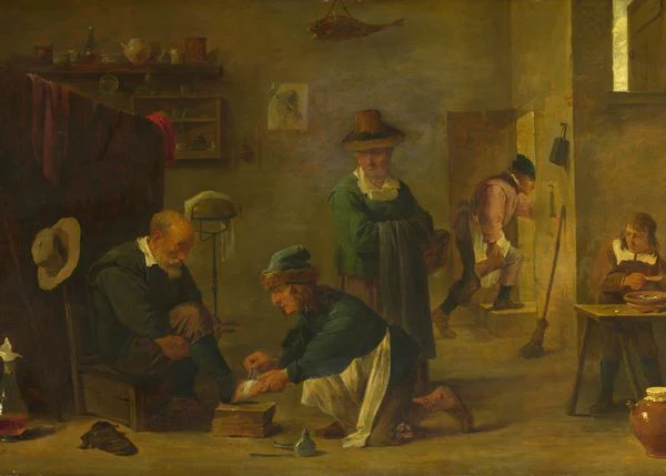 Teniers the Younger, David, A Doctor tending a Patient's Foot in his Surgery