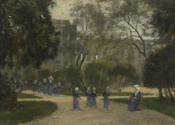 Stanislas Victor Edmond Lepine, Nuns and Schoolgirls in the Tuileries Gardens, Paris