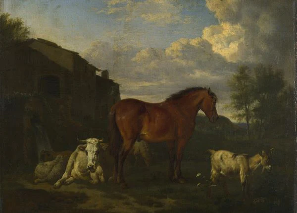 Adriaen van de Velde, Animals near a Building