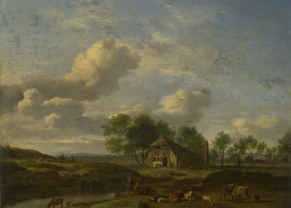 Adriaen van de Velde, A Landscape with a Farm by a Stream