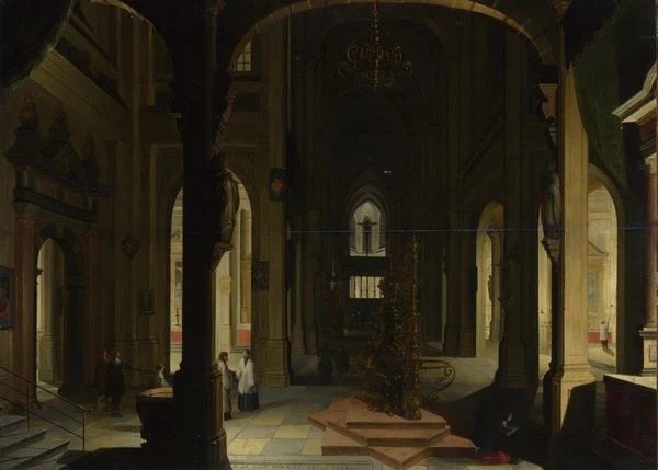 Hendrick van Steenwyck the Younger, Interior of a Church at Night