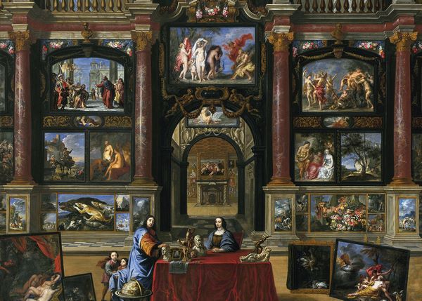 Coques, Gonzales, Interior with figures among the paintings