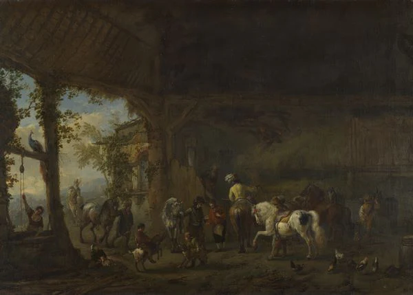 Philips Wouwermans, The Interior of a Stable