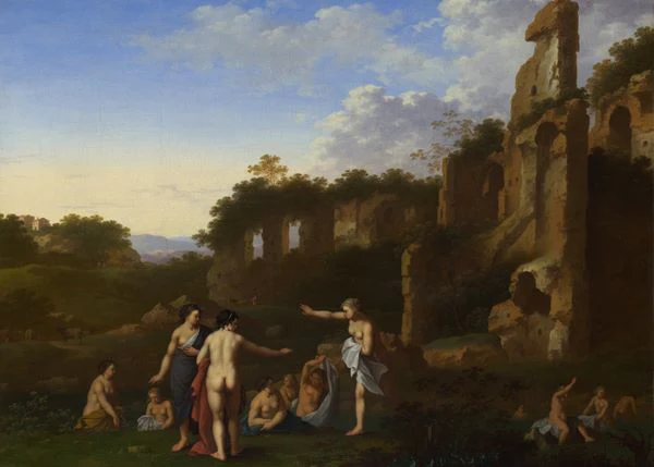 Cornelis van Poelenburgh, Women bathing in a Landscape