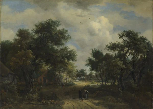 Meindert Hobbema, A Road winding past Cottages