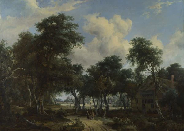 Meindert Hobbema, A Woody Landscape with a Cottage