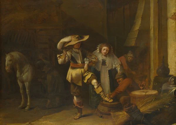 Pieter Quast, A Man and a Woman in a Stableyard