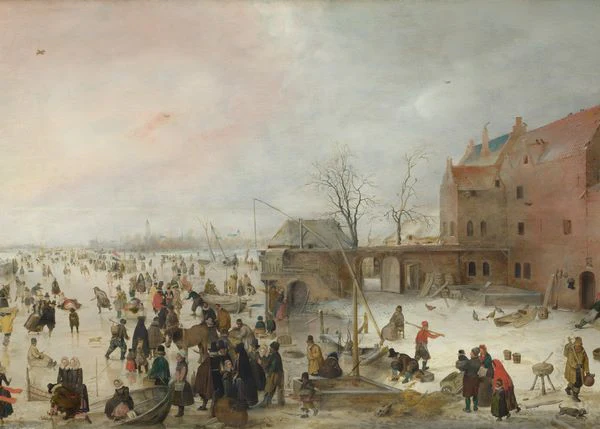 Hendrick Avercamp, A Scene on the Ice near a Town