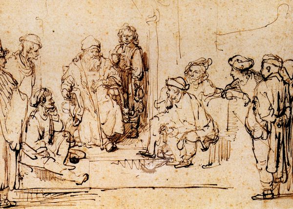 1634 Rembrandt Detail Jacob et ses fils Jacob and his sons Dessin Plume et encre brune, rehauts de blac