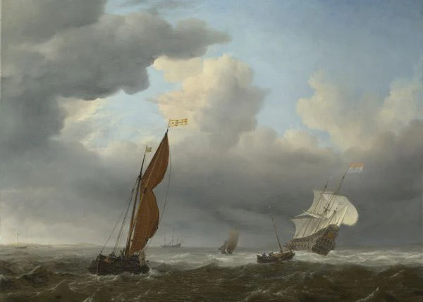 Willem van de Velde, A Dutch Ship and Other Small Vessels in a Strong Breeze