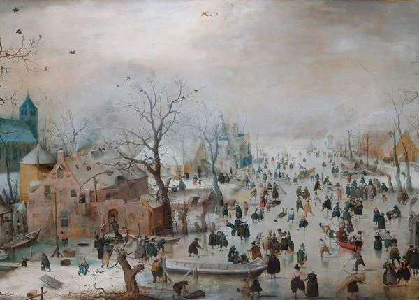 Hendrick Avercamp, Winter landscape with skaters