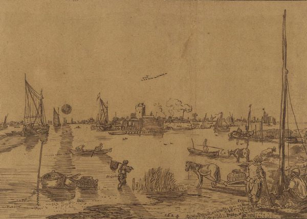 Avercamp, Hendrick, The wide river on a background of a fortress