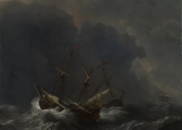 Willem van de Velde, Three Ships in a Gale