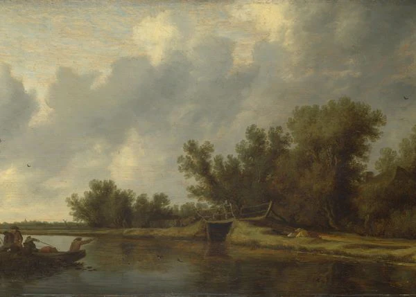 Salomon Jacobsz van Ruysdael, A River Landscape with Fishermen