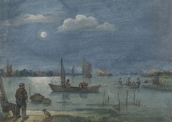 Avercamp, Hendrick, Fishermen in the moonlight