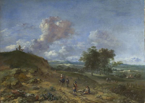 Jan Wijnants, A Landscape with a High Dune and Peasants on a Road