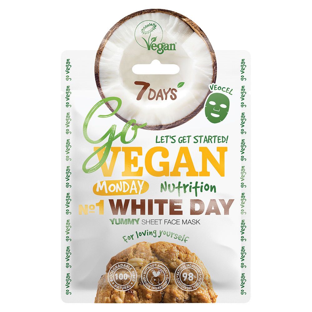 Hranljiva kineska sheet maska za kožu lica 7DAYS Go Vegan White Day 25g