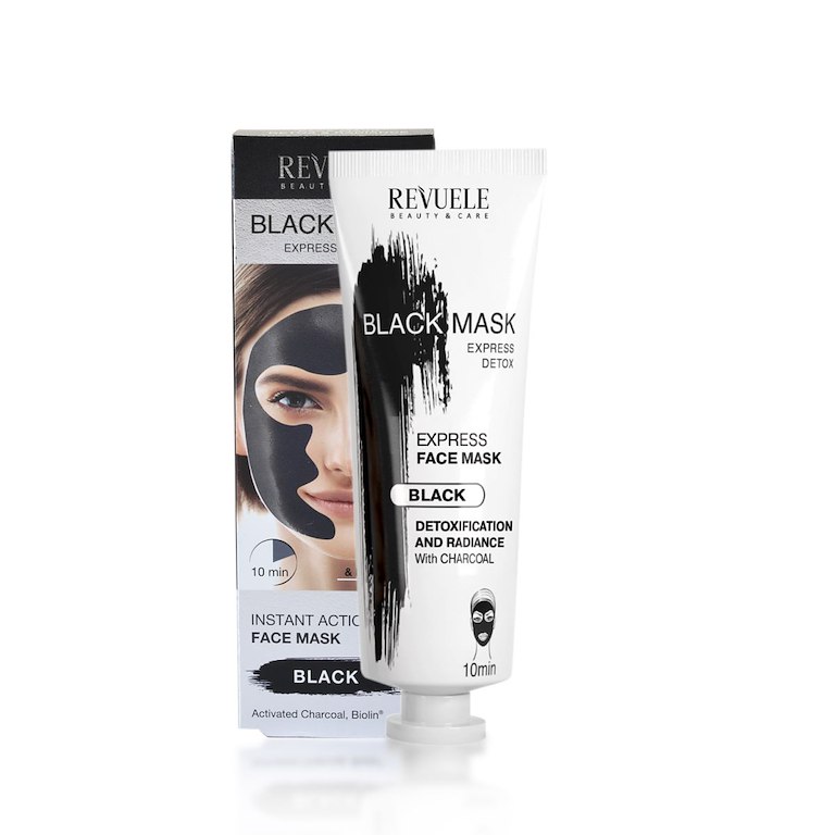 Crna maska sa aktivnim ugljem za dubinsko čišćenje kože lica REVUELE Express Detox 80ml