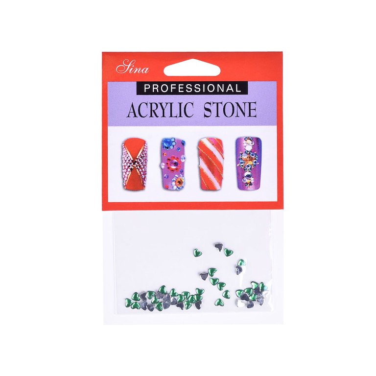 Cirkoni za Nail Art HS 3mm Heart 48/1 Green HS48-7